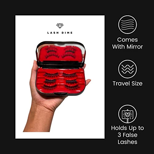 Lash Dime 3 Tier Eyelash Case - Holder, Easy to Open Lash Storage Case, Lash Case Perfect for Travel, Eyelash Holder Organizer, False Eyelash Case, Mirror Included