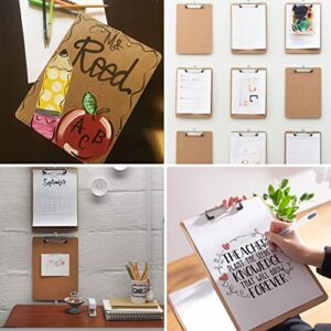 16 Pack Clipboards Letter Size 9" x 12.5" Eco-Friendly Wood Clip Boards Hardboard for A4 Paper Low Profile Clip for Office, School, Classroom Supplies, Hospital, Traveling, Party, Brown