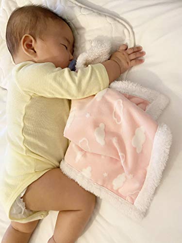 American Baby Company Heavenly Soft Chenille/Sherpa Security Blanket, 3D Pink Cloud, 14" X 14", for Boys & Girls