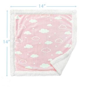 American Baby Company Heavenly Soft Chenille/Sherpa Security Blanket, 3D Pink Cloud, 14" X 14", for Boys & Girls