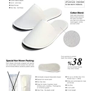 CHOCHILI 5 Pairs Fabric Packed Disposable Hotel Slippers for Airbnb Spa Salon Party Wedding Guests - Fits up to Adult US Men Size 10 & Women Size 11, White