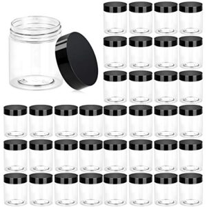 36 pack 3 oz plastic jars round clear cosmetic container jars with lids, eternal moment plastic slime jars for lotion, cream, ointments, makeup, eye shadow, rhinestone, samples, pot, travel storage