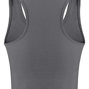 4 Pieces Basic Workout Crop Tank Tops Sleeveless Racerback Sport Tank Top for Women Yoga Running (Black, Charcoal Gray, Olive Green, Medium)