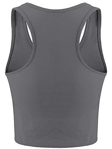 4 Pieces Basic Workout Crop Tank Tops Sleeveless Racerback Sport Tank Top for Women Yoga Running (Black, Charcoal Gray, Olive Green, Medium)