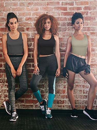 4 Pieces Basic Workout Crop Tank Tops Sleeveless Racerback Sport Tank Top for Women Yoga Running (Black, Charcoal Gray, Olive Green, Medium)