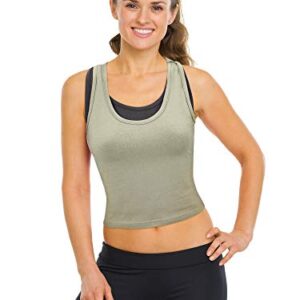 4 Pieces Basic Workout Crop Tank Tops Sleeveless Racerback Sport Tank Top for Women Yoga Running (Black, Charcoal Gray, Olive Green, Medium)