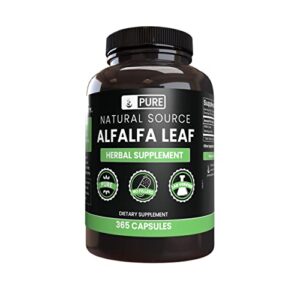 pure original ingredients alfalfa leaf (365 capsules) no magnesium or rice fillers, always pure, lab verified