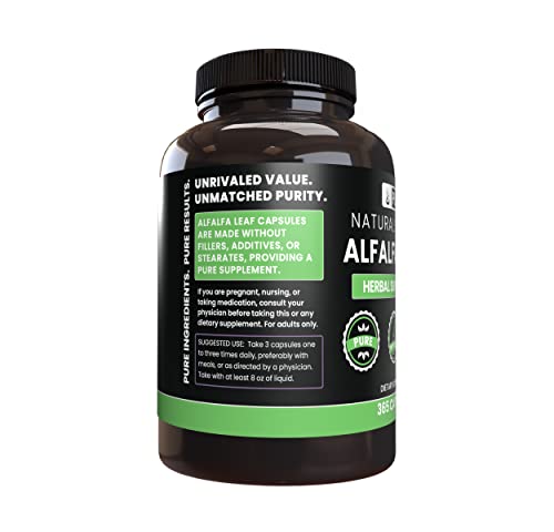 Pure Original Ingredients Alfalfa Leaf (365 Capsules) No Magnesium Or Rice Fillers, Always Pure, Lab Verified