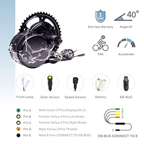 DERUIZ Mid Drive Motor Kit 750W Electric Bicycle Conversion Kits BBS02B for eBike Central Engine with Display(Optinal) for Mountain Bike