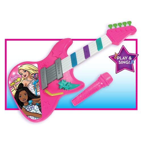 Barbie Rock Star Guitar, Interactive Electronic Toy Guitar with Lights, Sounds, and Microphone, Kids Toys for Ages 3 Up by Just Play