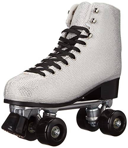 YOKI Women's Classic High-top Rink Roller Skates for Beginners Indoor/Outdoor use Bling Size 9