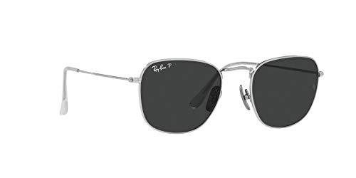 Ray-Ban Men's RB8157 Frank Titanium Square Sunglasses, Silver/Black Polarized, 48 mm