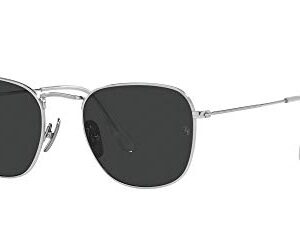 Ray-Ban Men's RB8157 Frank Titanium Square Sunglasses, Silver/Black Polarized, 48 mm