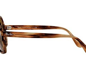 Ray-Ban Rb4357 Powderhorn Aviator Sunglasses, Striped Havana/Brown, 58 mm