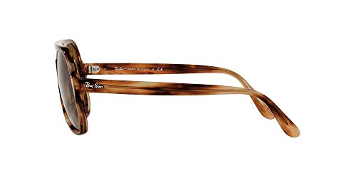 Ray-Ban Rb4357 Powderhorn Aviator Sunglasses, Striped Havana/Brown, 58 mm