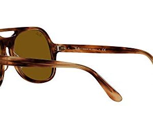 Ray-Ban Rb4357 Powderhorn Aviator Sunglasses, Striped Havana/Brown, 58 mm