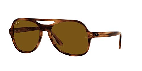 Ray-Ban Rb4357 Powderhorn Aviator Sunglasses, Striped Havana/Brown, 58 mm