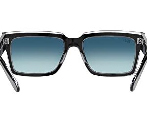 Ray-Ban RB2191 Inverness Rectangular Sunglasses, Black On Transparent/Blue Gradient, 54 mm