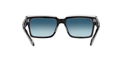 Ray-Ban RB2191 Inverness Rectangular Sunglasses, Black On Transparent/Blue Gradient, 54 mm