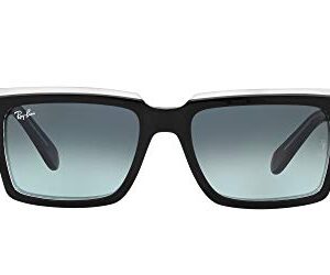 Ray-Ban RB2191 Inverness Rectangular Sunglasses, Black On Transparent/Blue Gradient, 54 mm