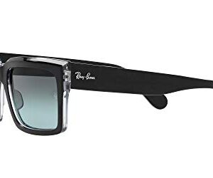 Ray-Ban RB2191 Inverness Rectangular Sunglasses, Black On Transparent/Blue Gradient, 54 mm