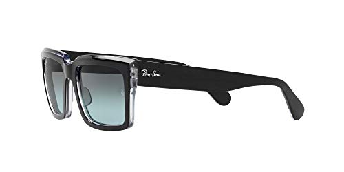 Ray-Ban RB2191 Inverness Rectangular Sunglasses, Black On Transparent/Blue Gradient, 54 mm