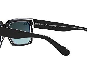 Ray-Ban RB2191 Inverness Rectangular Sunglasses, Black On Transparent/Blue Gradient, 54 mm