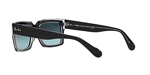 Ray-Ban RB2191 Inverness Rectangular Sunglasses, Black On Transparent/Blue Gradient, 54 mm