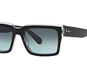 Ray-Ban RB2191 Inverness Rectangular Sunglasses, Black On Transparent/Blue Gradient, 54 mm