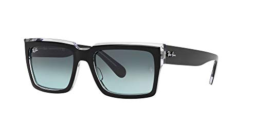 Ray-Ban RB2191 Inverness Rectangular Sunglasses, Black On Transparent/Blue Gradient, 54 mm