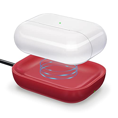 Airpods Pro Charger, Wireless Charger for Airpod 3rd/Airpods Pro 2nd/Airpods Pro/Airpods, Plastic Wireless Charging Station Wireless Charging Pad Charging Mat for Apple Airpod Earbuds Earpods Red