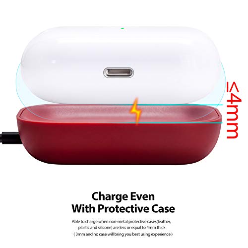 Airpods Pro Charger, Wireless Charger for Airpod 3rd/Airpods Pro 2nd/Airpods Pro/Airpods, Plastic Wireless Charging Station Wireless Charging Pad Charging Mat for Apple Airpod Earbuds Earpods Red