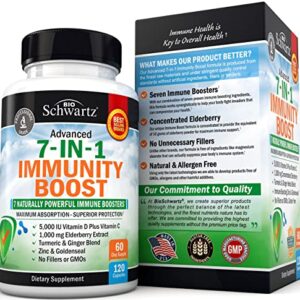 Immune Support Supplement with Zinc Vitamin C Vitamin D 5000 IU Elderberry Ginger D3 Goldenseal - Dr Approved Immunity Vitamins for Adults Women and Men - Natural Immune System Booster Defense -120ct