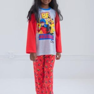 Miraculous Ladybug Cat Noir Little Girls Long Sleeve Pajama Pant Set Red/Gray 6X