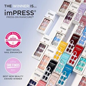 KISS imPRESS Color Press-On Manicure, Gel Nail Kit, PureFit Technology, Short Length, “I'm Not a Cinna”, Polish-Free Solid Color Mani, Includes Prep Pad, Mini File, Cuticle Stick, and 30 Fake Nails