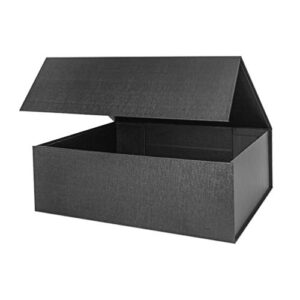 obmmirao upgrade 1pcs 13x9x4 inch black hard large gift box with lid, foldable magnetic gift boxes,groomsman box bridesmaid proposal box, reusable gift boxes for clothes