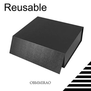 OBMMIRAO Upgrade 1PCS 13x9x4 Inch Black Hard Large Gift Box with Lid, Foldable Magnetic Gift Boxes,Groomsman Box bridesmaid proposal box, Reusable Gift Boxes for Clothes