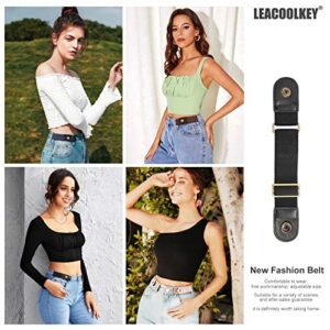 LEACOOLKEY No Buckle Stretch Belt for Women/Men—2 Pack Elastic Invisible Belt for Jeans