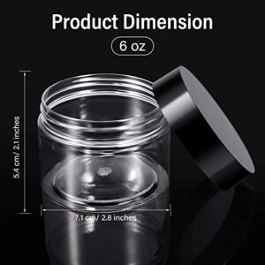 4 Pieces Round Clear Wide-mouth Leak Proof Plastic Container Jars with Lids for Travel Storage Makeup Beauty Products Face Creams Oils Salves Ointments DIY Making or Others (6 Ounce, Black)