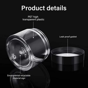 4 Pieces Round Clear Wide-mouth Leak Proof Plastic Container Jars with Lids for Travel Storage Makeup Beauty Products Face Creams Oils Salves Ointments DIY Making or Others (6 Ounce, Black)