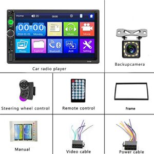 Double Din Car Stereo 7” Touch Screen Car Radio with Bluetooth Backup Camera FM Radio Receiver USB AUX Auto radio TF Card Input Audio Video MP5 MP4 MP3 Player Car Multimedia Player Support Mirror Link