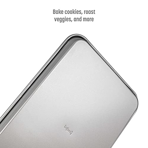 Goodful Nonstick Cookie Baking Sheet Set, Heavy Duty Carbon Steel with Quick Release Coating, Made without PFOA, Dishwasher Safe, 2-Pack Bakeware Set, 17-Inch x 12-Inch and 15-Inch x 10-Inch, Gray