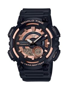 casio 10-year battery quartz resin strap black 28.4 casual watch (model: aeq-110w-2a3vcf) rose gold