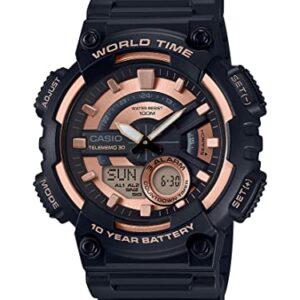 Casio 10-Year Battery Quartz Resin Strap Black 28.4 Casual Watch (Model: AEQ-110W-2A3VCF) Rose Gold