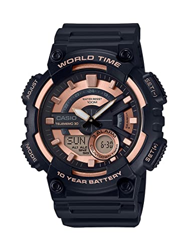 Casio 10-Year Battery Quartz Resin Strap Black 28.4 Casual Watch (Model: AEQ-110W-2A3VCF) Rose Gold