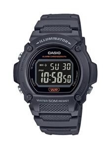 casio quartz fitness watch with resin strap, gray, 25.5 (model: w-219h-8bvcf)