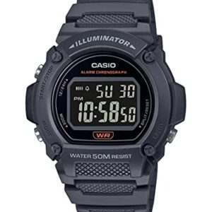 Casio Quartz Fitness Watch with Resin Strap, Gray, 25.5 (Model: W-219H-8BVCF)