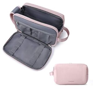 bagsmart toiletry bag for men, travel toiletry organizer dopp kit water-resistant shaving bag for toiletries accessories, door room essentials, pink