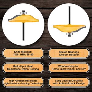 LEATBUY Router Bits 3 PCS Router Bit Set, 1/4-Inch Shank Round Over Raised Panel Cabinet Door Ogee Rail and Stile, Woodworking Wood Cutter, Wood Carbide Milling Tool(1/4-Single)