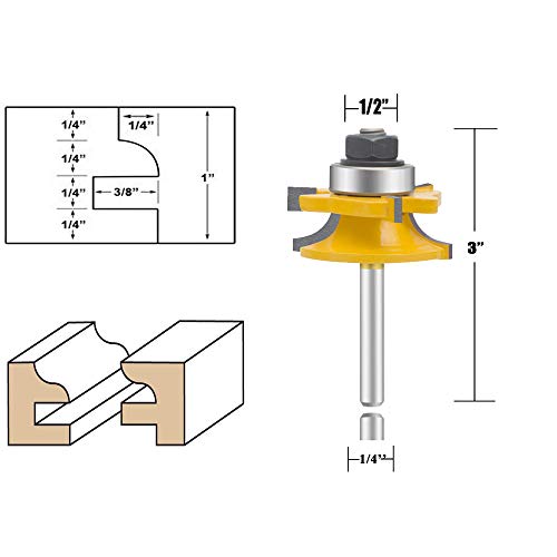 LEATBUY Router Bits 3 PCS Router Bit Set, 1/4-Inch Shank Round Over Raised Panel Cabinet Door Ogee Rail and Stile, Woodworking Wood Cutter, Wood Carbide Milling Tool(1/4-Single)